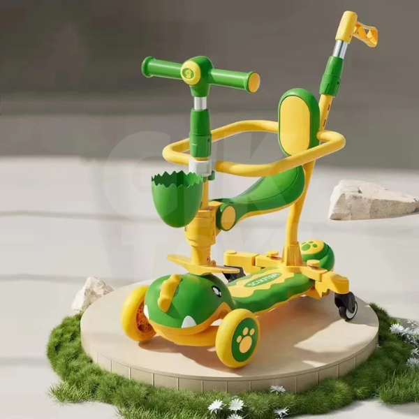 Scooter para niños transformable con asa (Dino) | GIKTOYS